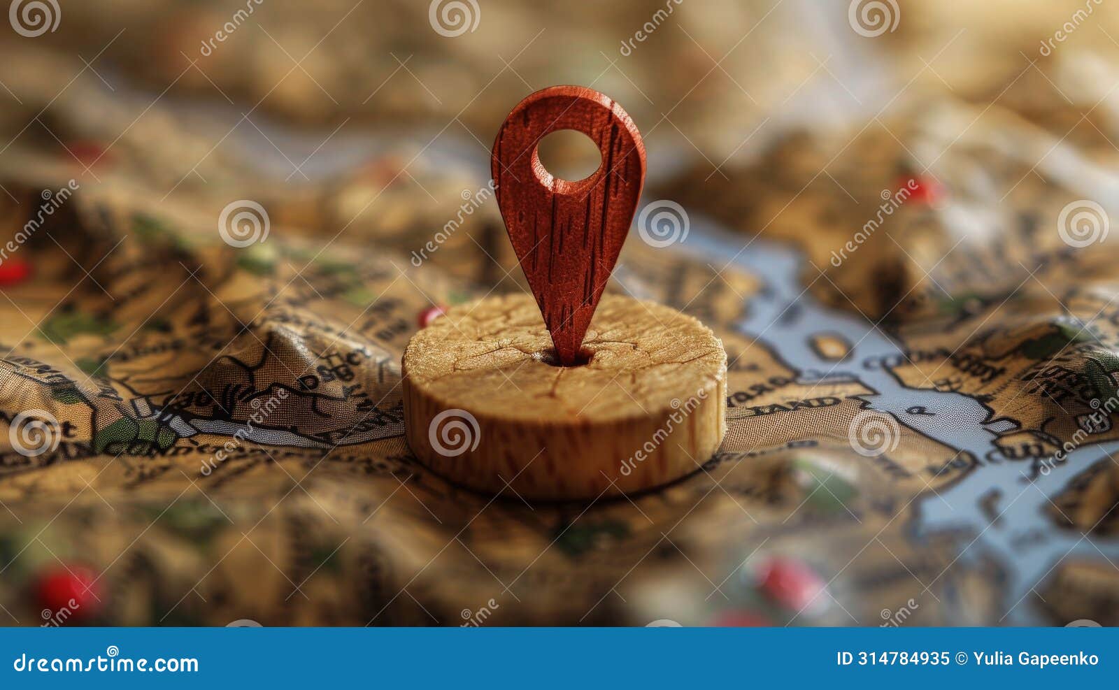 Small Red Marker on Map stock image. Image of rural - 314784935