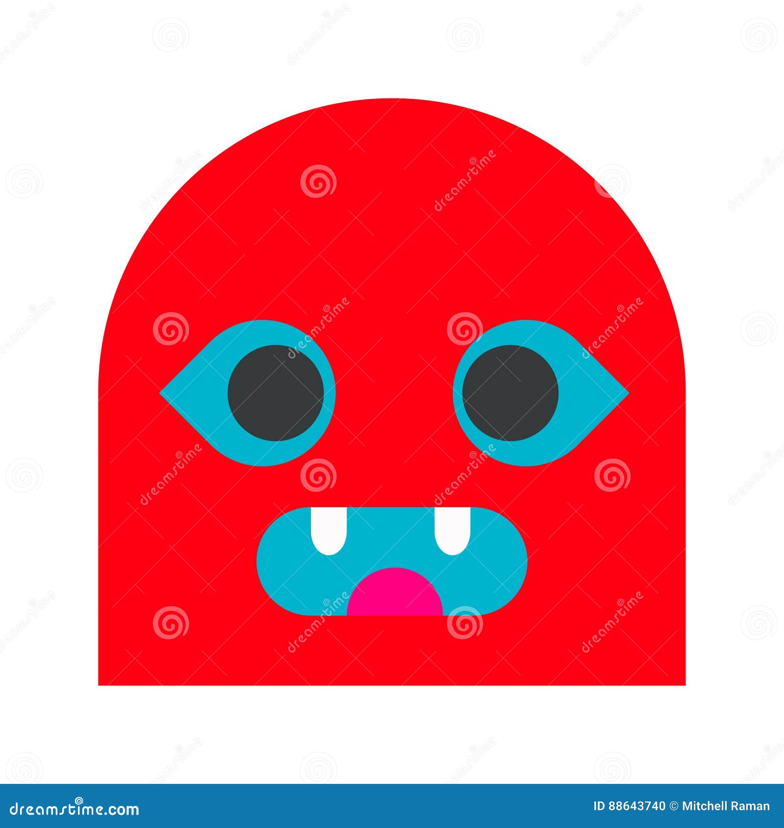 Small Red Monster Ghost with White Fangs Stock Vector - Illustration of ...