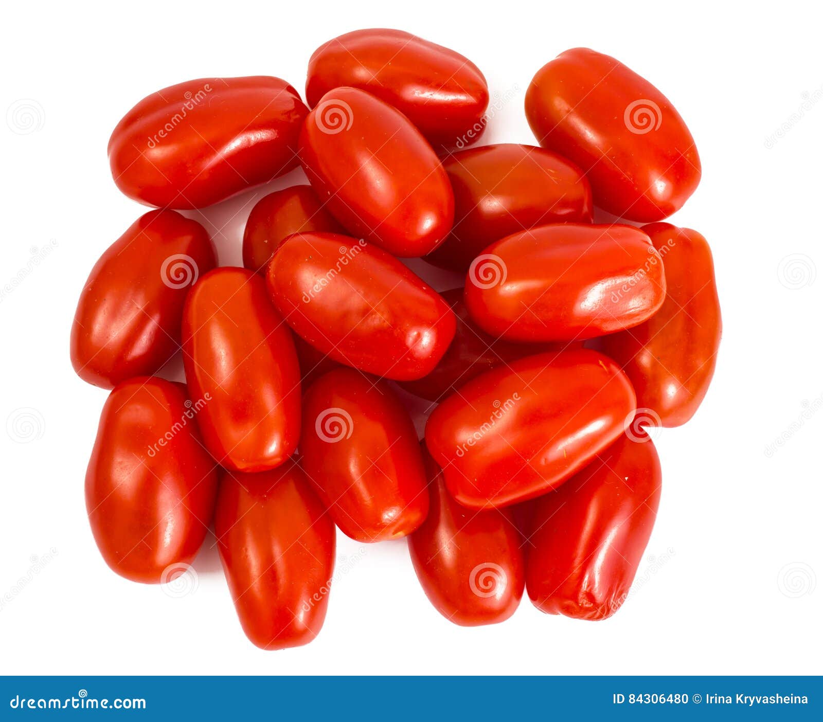 Small red oblong tomatoes stock photo. Image of isolated - 84306480