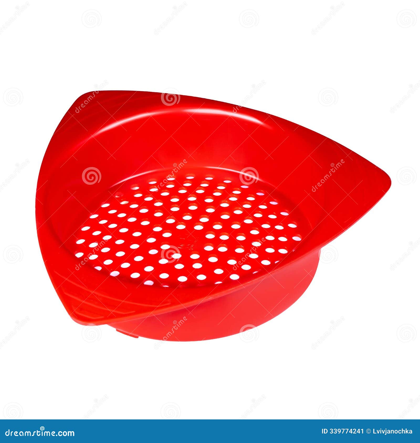 Small Red Plastic Colander. Colander Front View of Modern Plastic ...