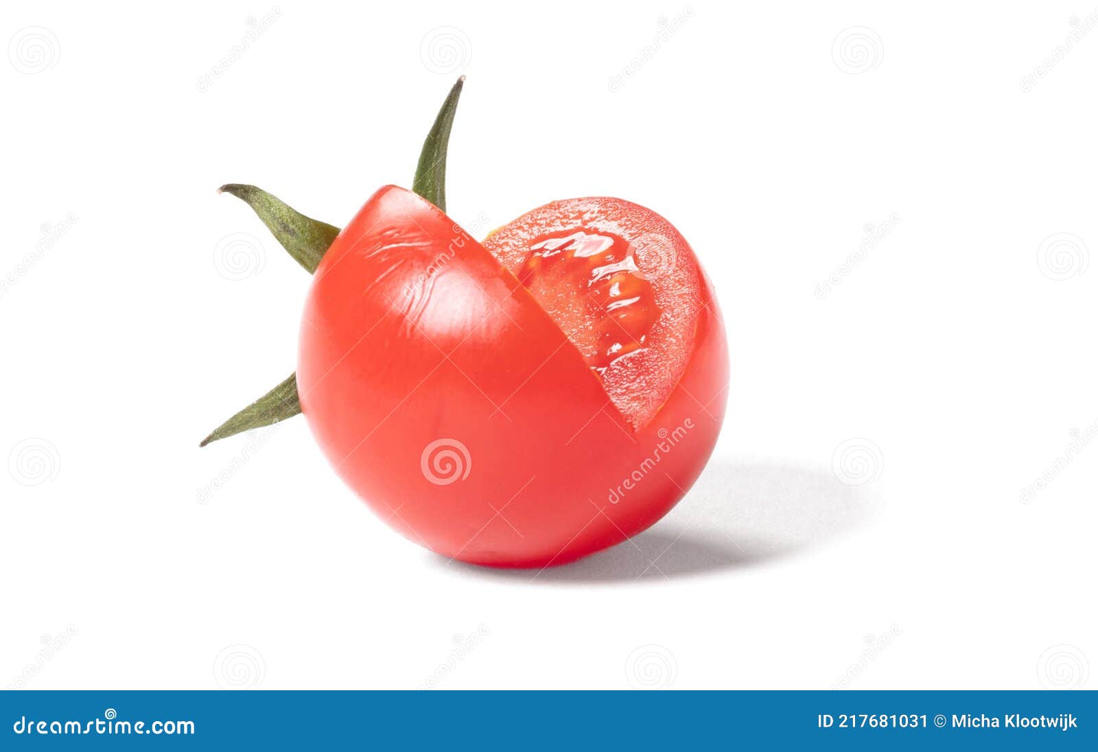 Small Red Tomato with a Part Cut Out Stock Image - Image of chopped ...