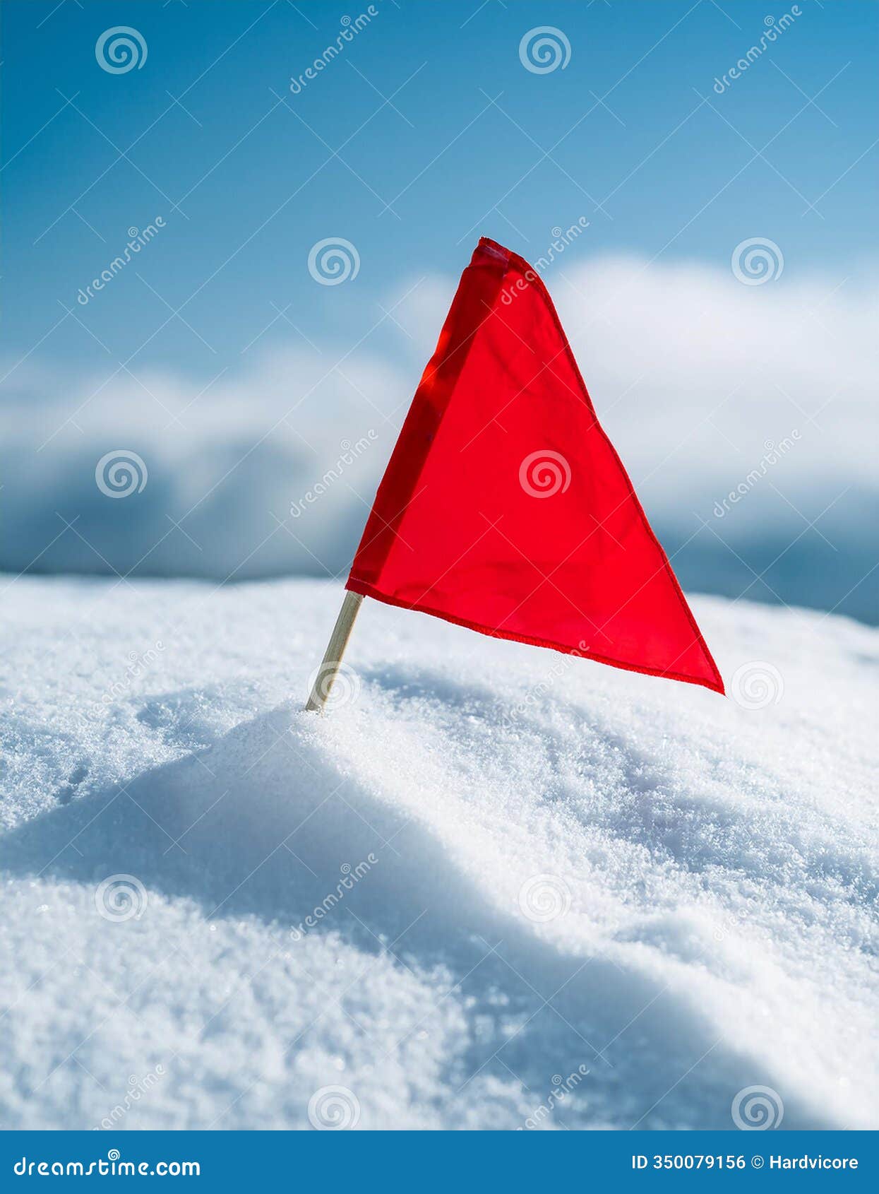 Small Red Triangle Flag in Snow. Warning of Danger and Dangerous Areas ...
