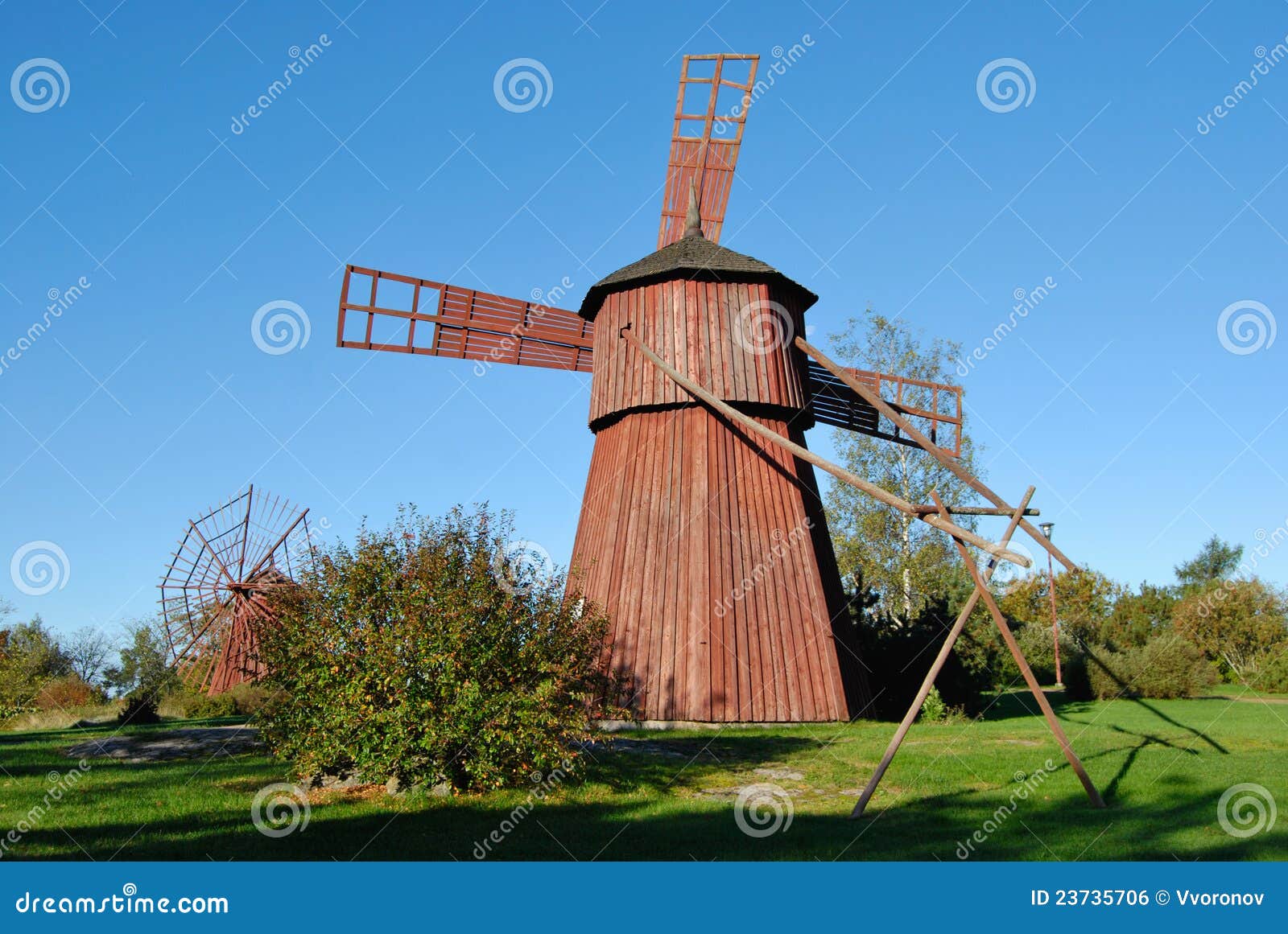 Small Red Windmills stock photo. Image of green, summer - 23735706