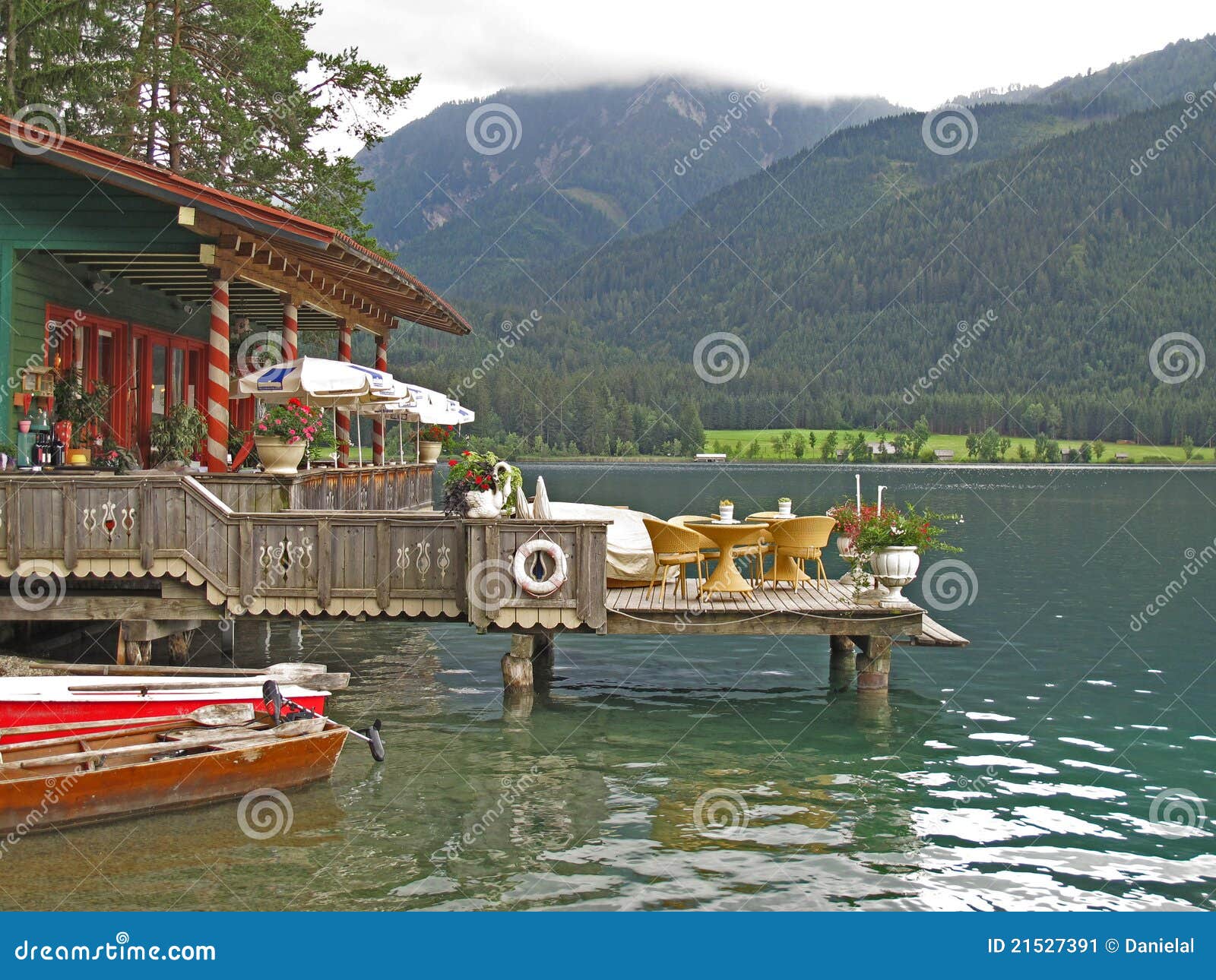 Small Restaurant on the Lake Stock Image - Image of rustic, romantic ...