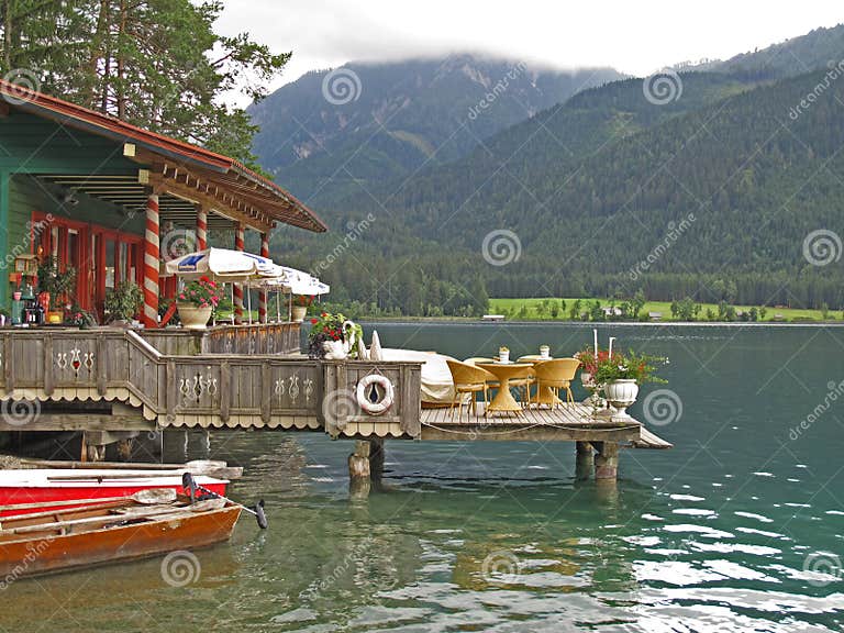 Small Restaurant on the Lake Stock Image - Image of rustic, romantic ...