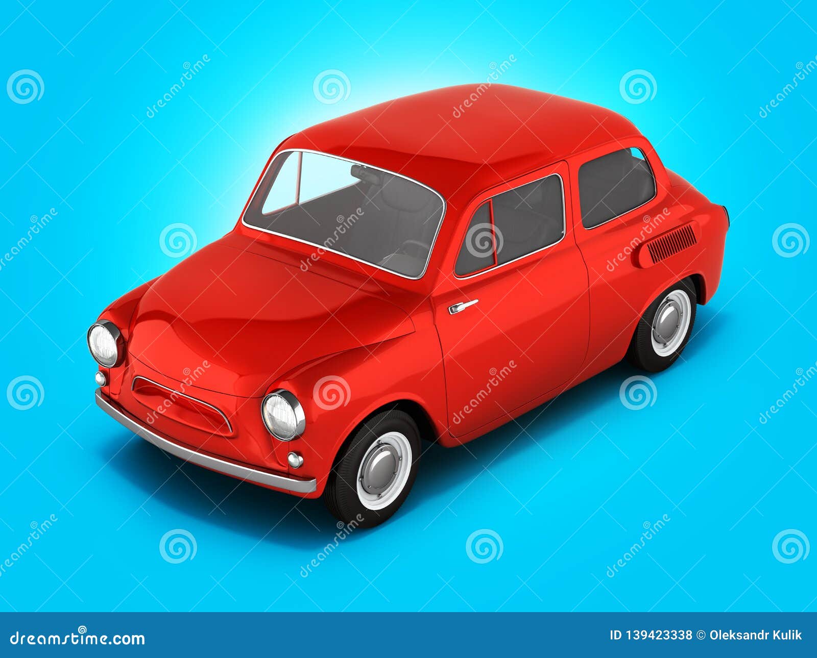 Small Retro Car on Blue Gradient Background 3d Illustration Stock ...
