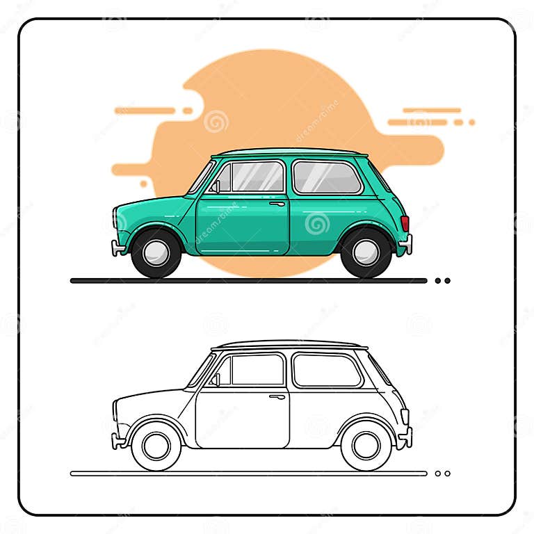 Small retro cars side view stock vector. Illustration of flat - 144823182