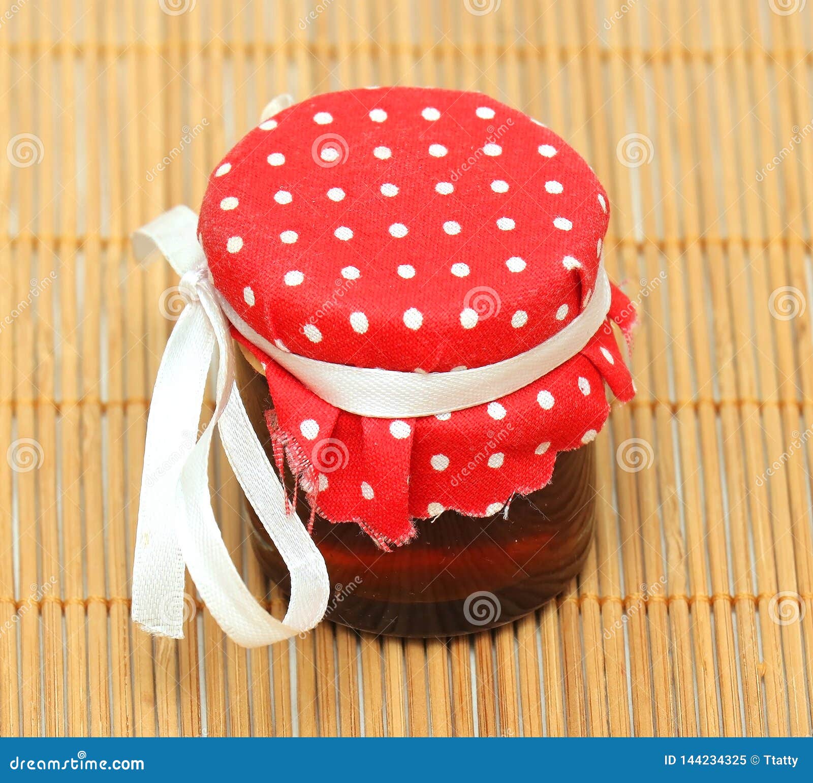 Small retro jam jar stock image. Image of honey, polka - 144234325