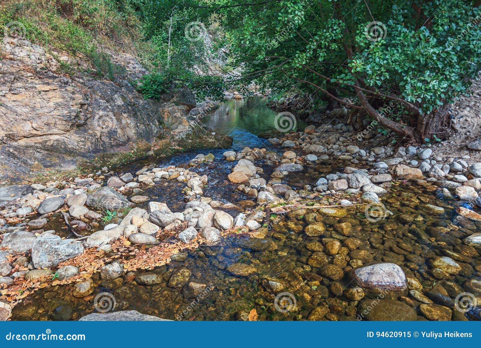 The Small Rippling Side Stream of the Ardeche River Stock Image - Image ...