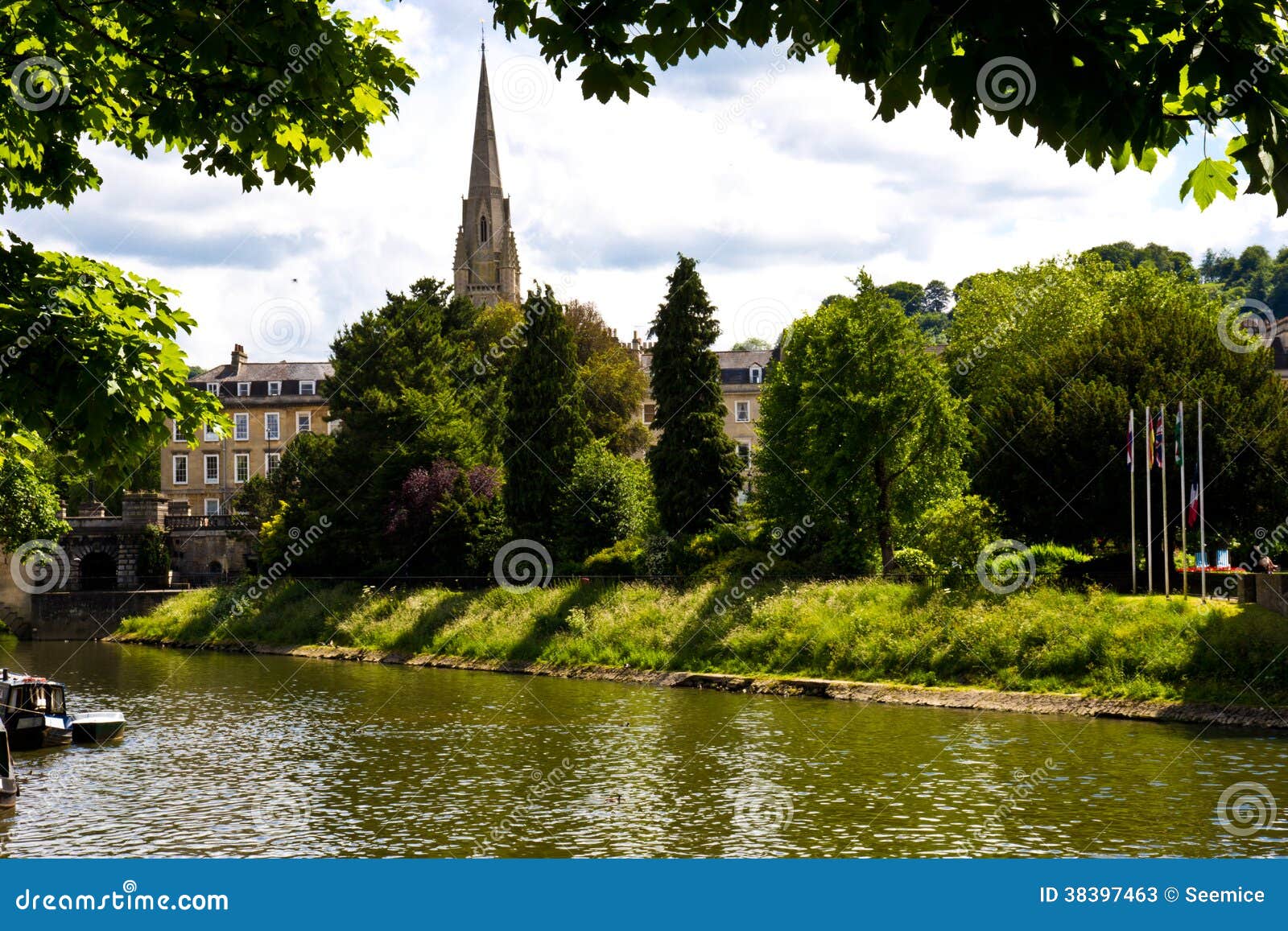 The Small River and the Church in Bath,London Stock Image - Image of ...