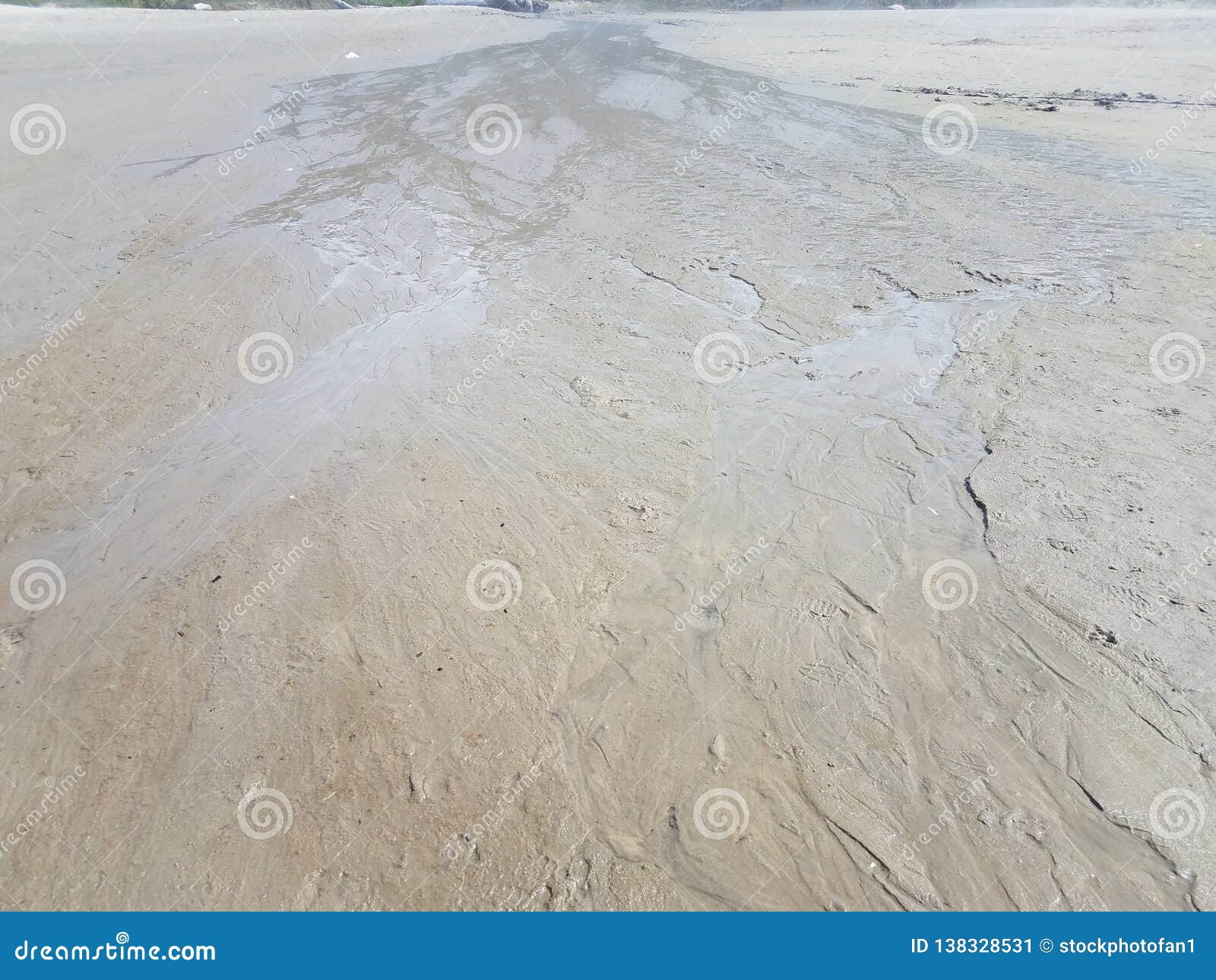Small River or Creek Water Flowing in Wet Sand Stock Image - Image of ...