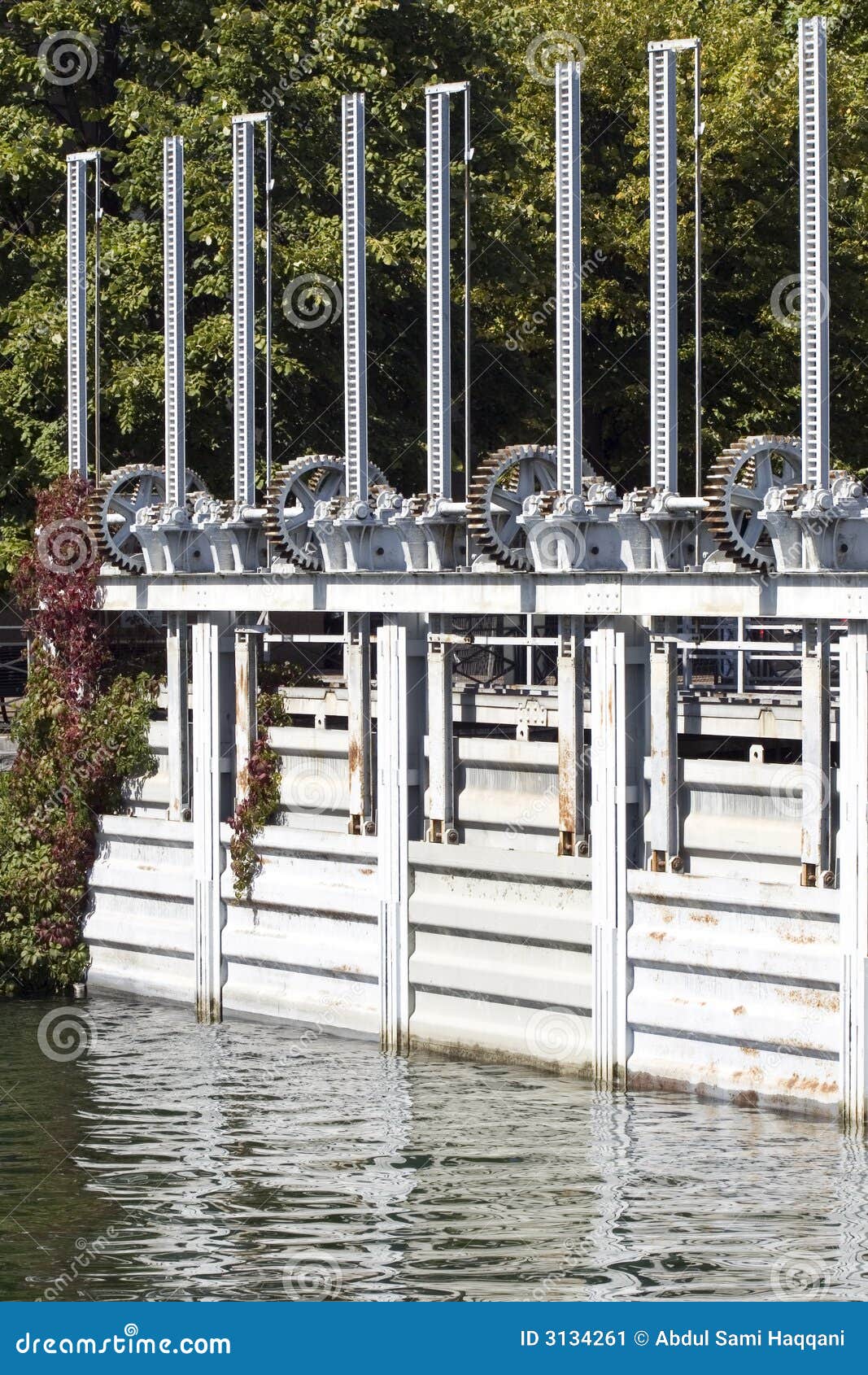 Small river dam stock image. Image of gate, enviromental - 3134261