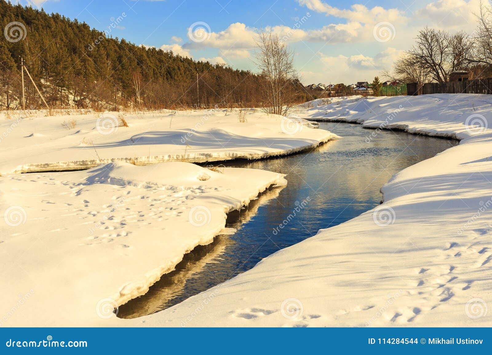 A small river in the field editorial stock image. Image of field ...