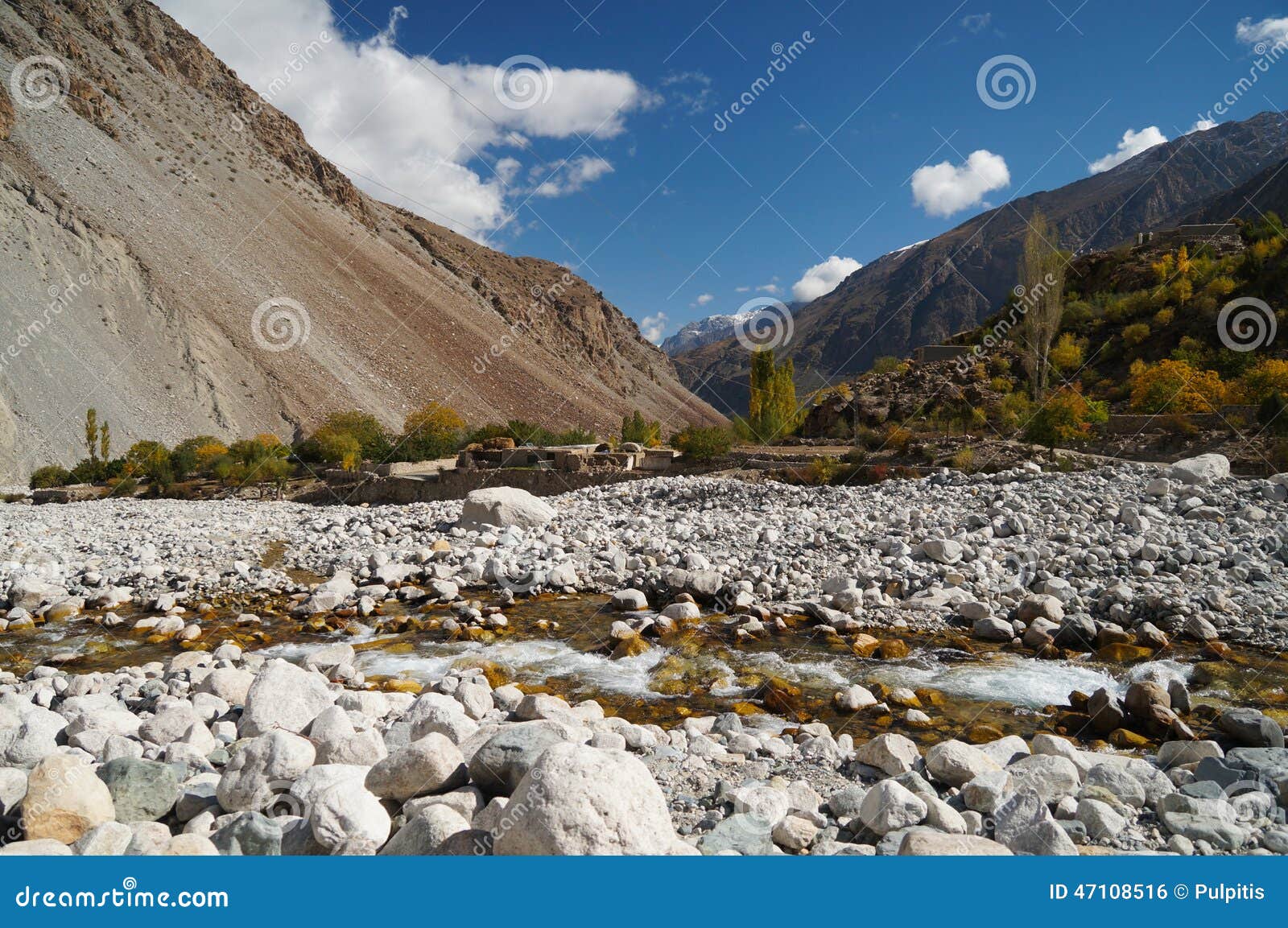 Ghizer River Flowing Through Forest In Gahkuch. Gilgit Baltistan ...