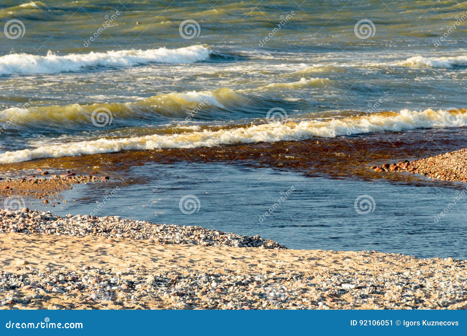 Small River Goes into the Sea. Stock Image - Image of beautiful ...