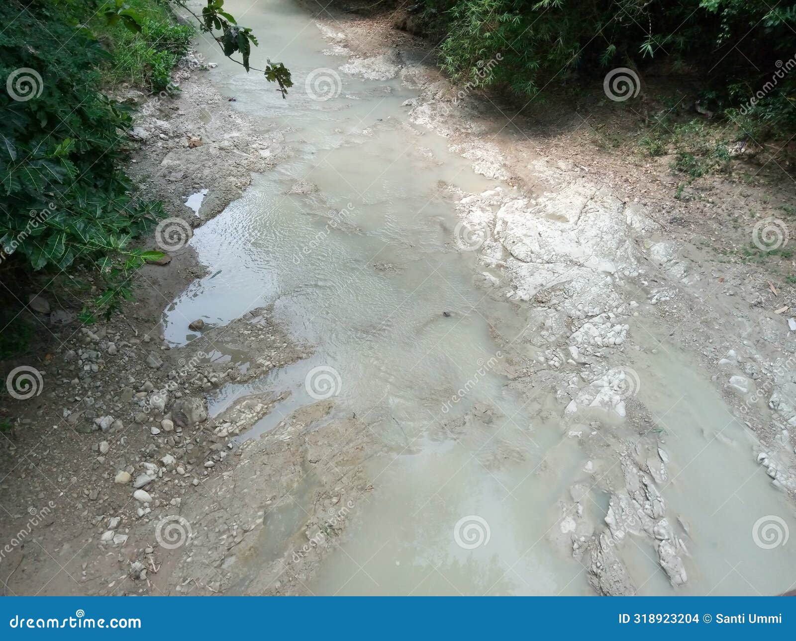 A Small River in Java, Indonesia Whose Water is Starting To Recede ...