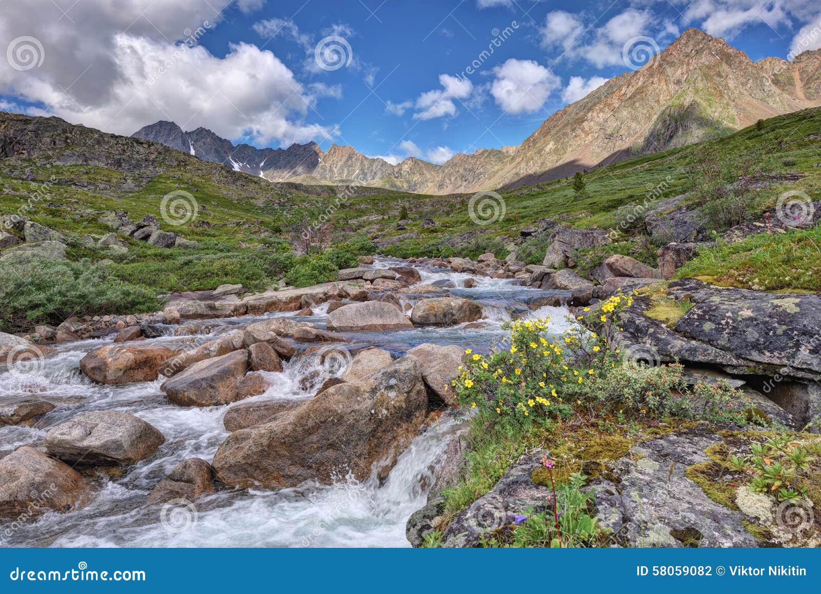 A Small River in the Mountain Tundra Stock Photo - Image of boulders ...