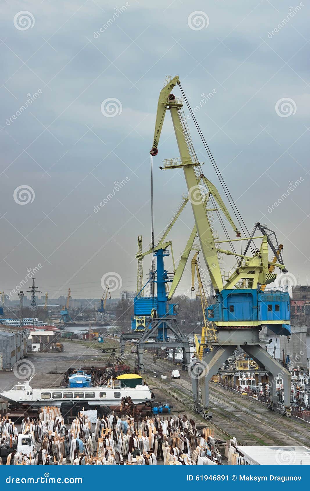Small river port stock image. Image of river, port, logistics - 61946891