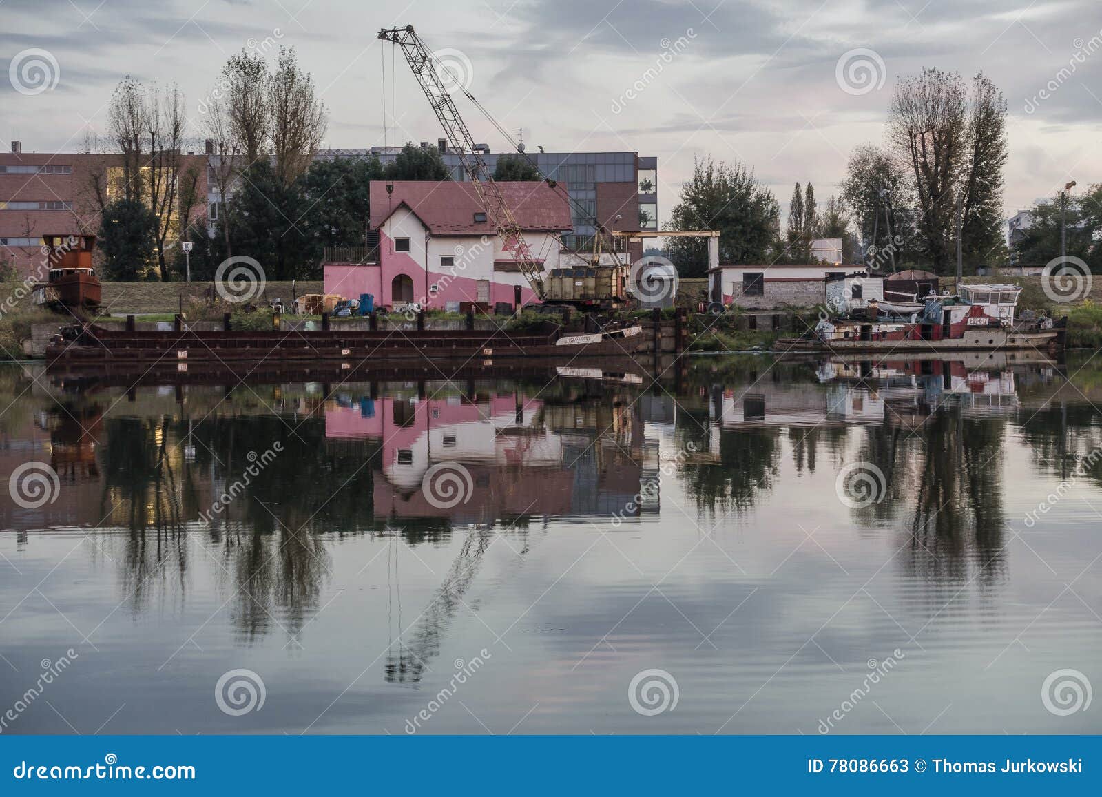 Small River Port in Krakow. Editorial Stock Photo - Image of night ...