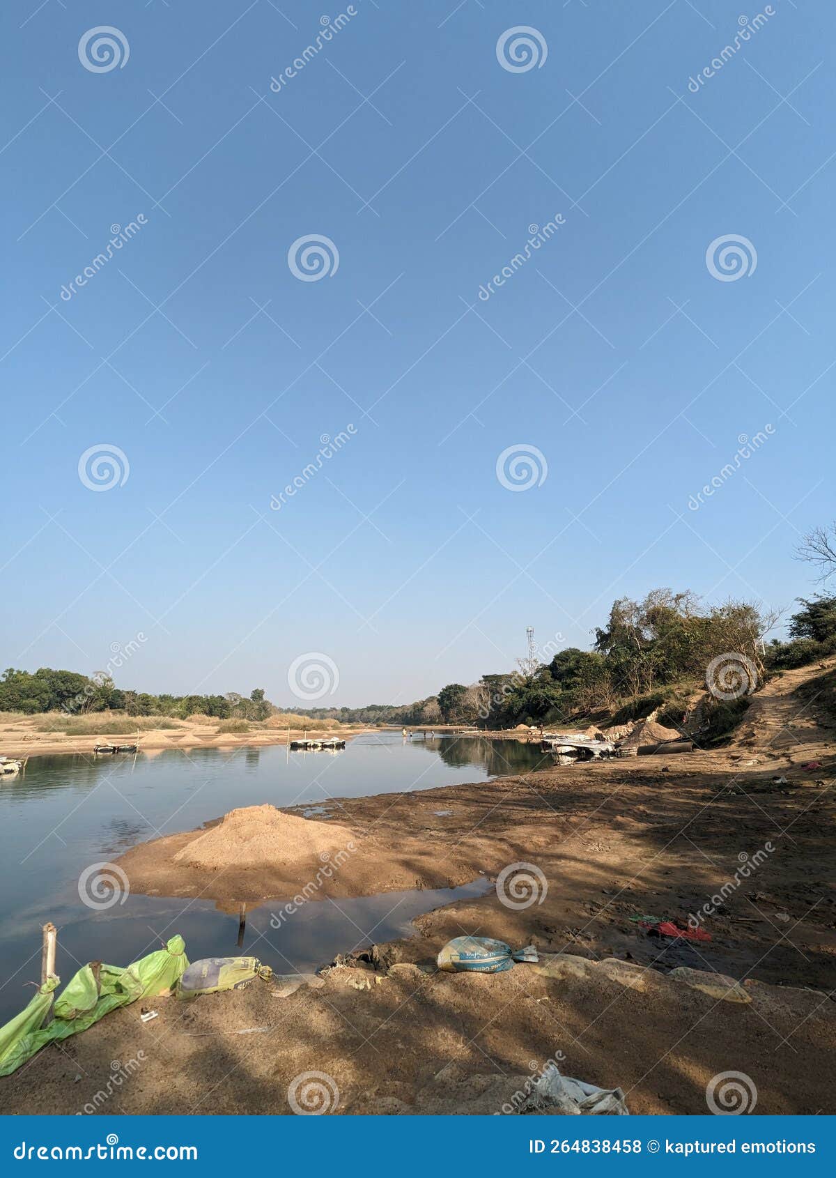 A Small River Side View with Boats Stock Photo - Image of terrain ...