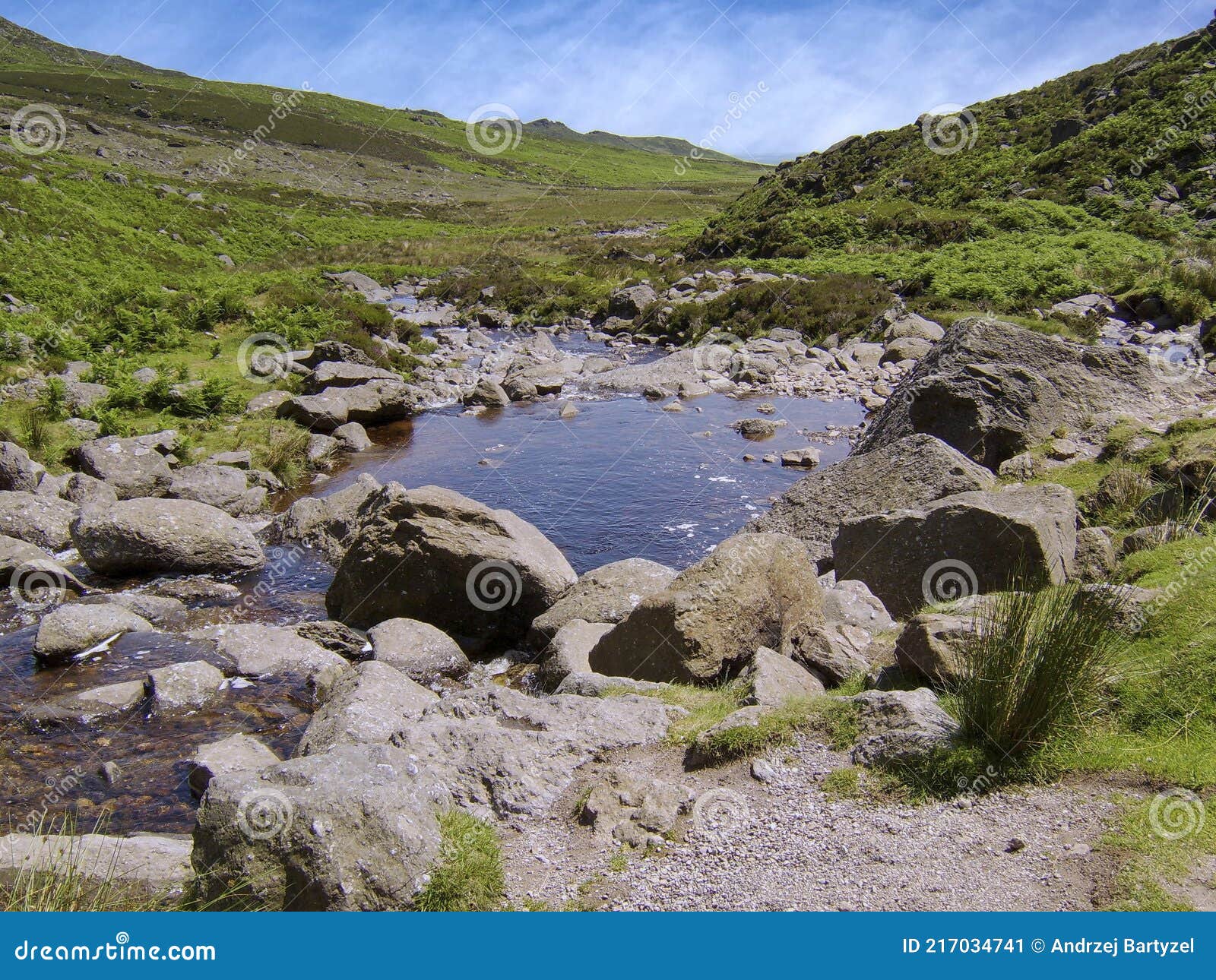 Small river in a valley stock image. Image of mountain - 217034741