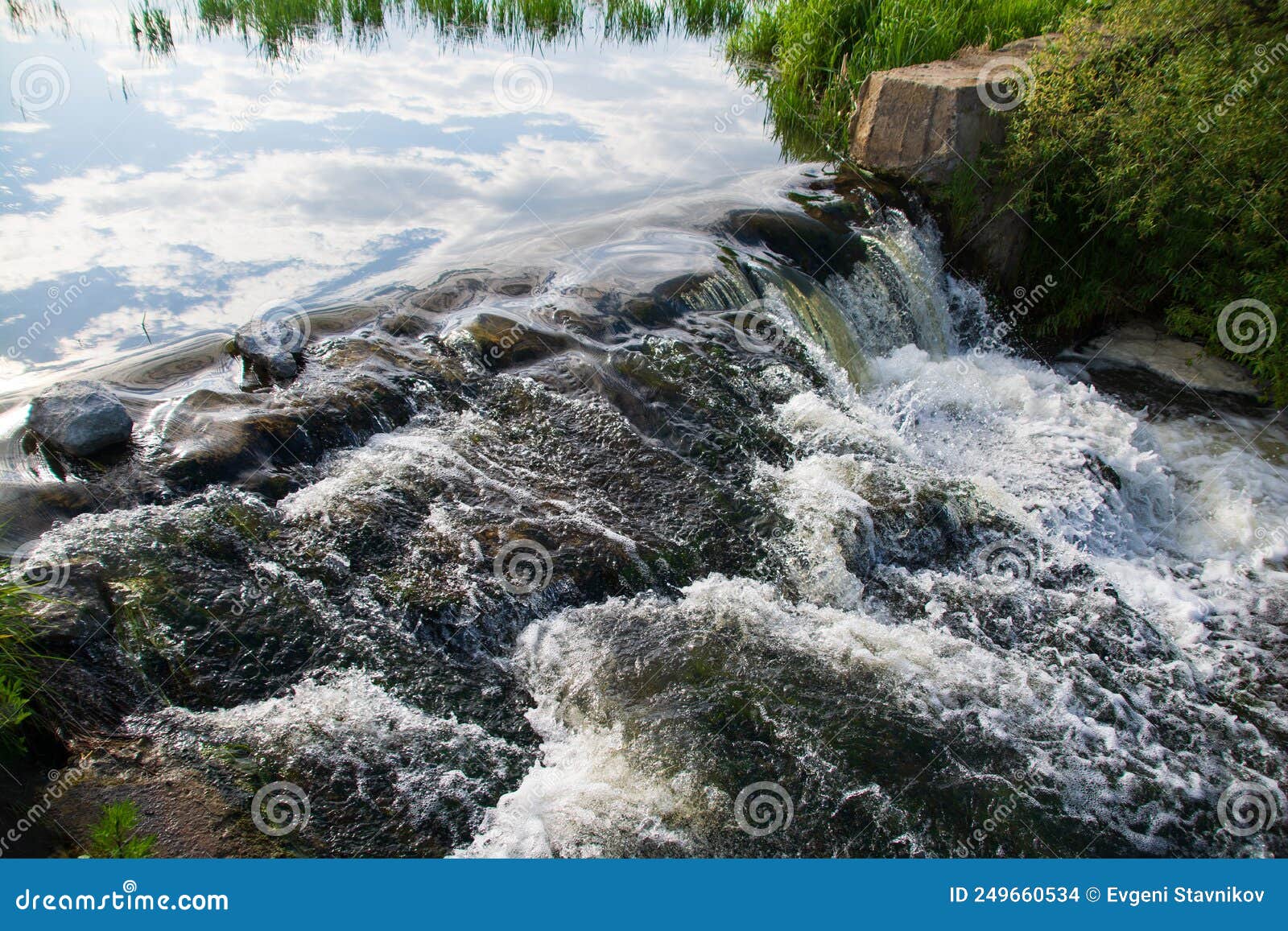 A Small River Waterfall on a Bright Sunny Summer Day Stock Photo ...