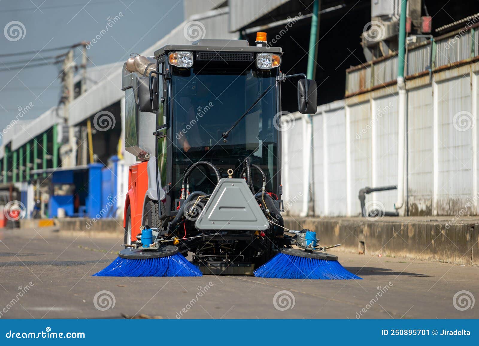 Road Sweeper Working on the Road Stock Image - Image of machine ...