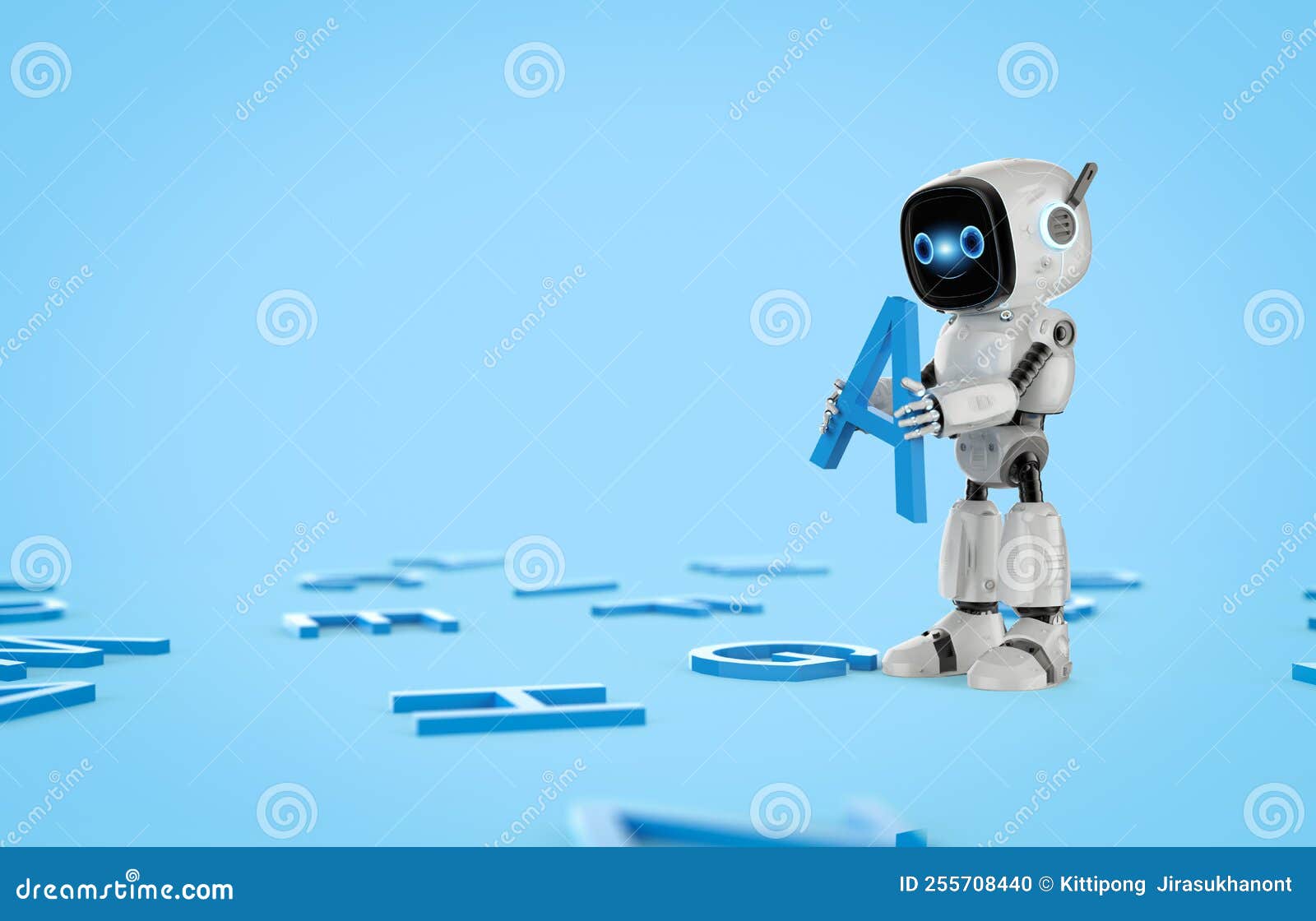 Small Robot Assistant with Alphabet for Machine Learning Stock ...