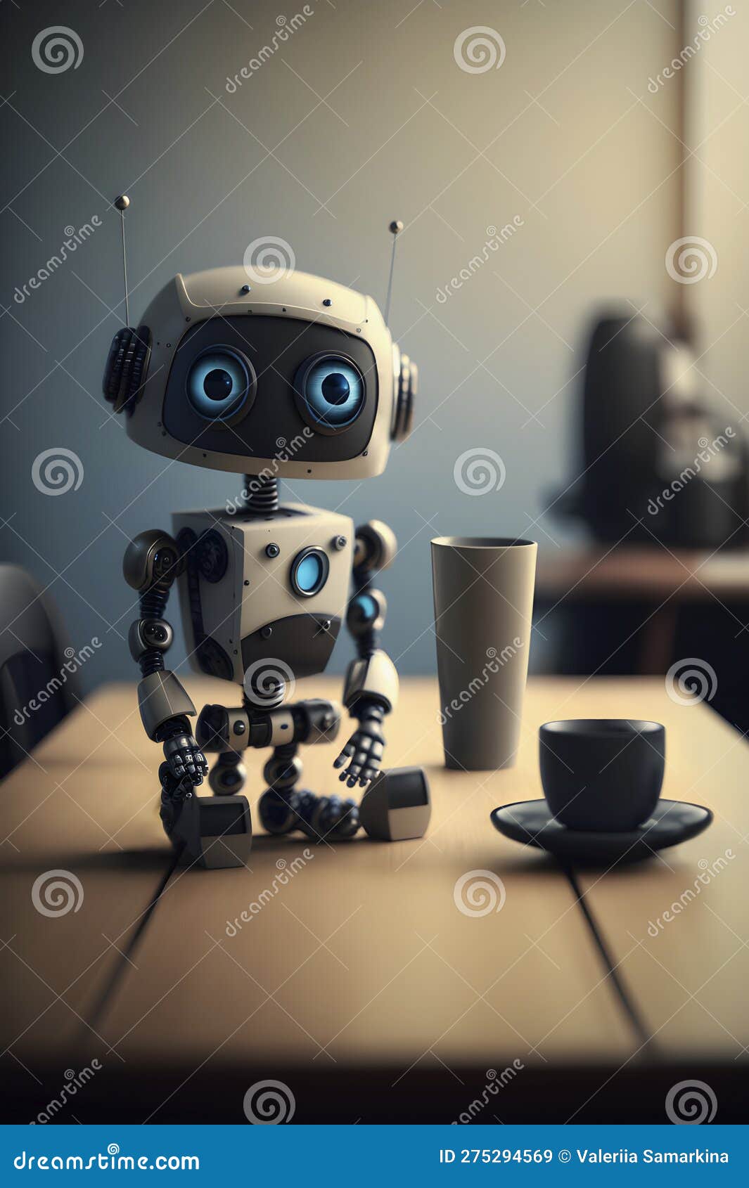 Small robot assistant. stock illustration. Illustration of robotic ...