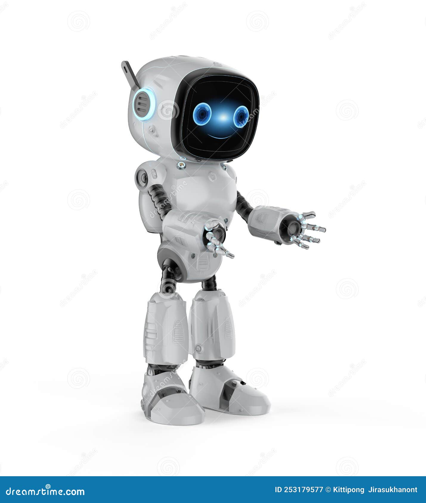 Small Robot Assistant Empty Hand Extend Stock Illustration ...