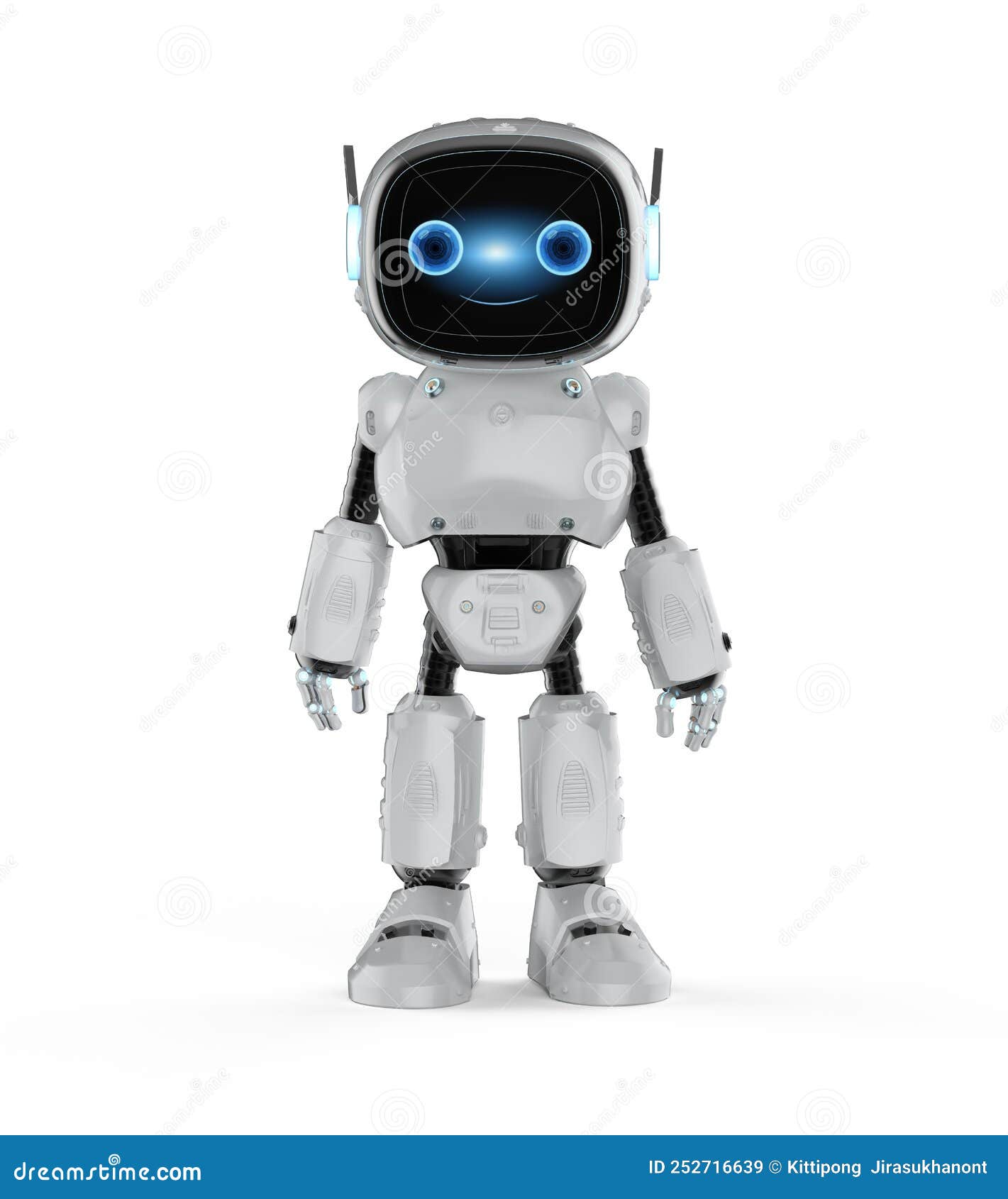 Small Robot Assistant Full Length Stock Illustration - Illustration of ...