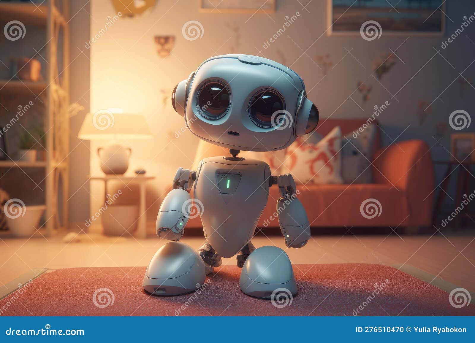 Small Robot Shy With Flashed Cheeks Isolated On Blue Background Icon ...