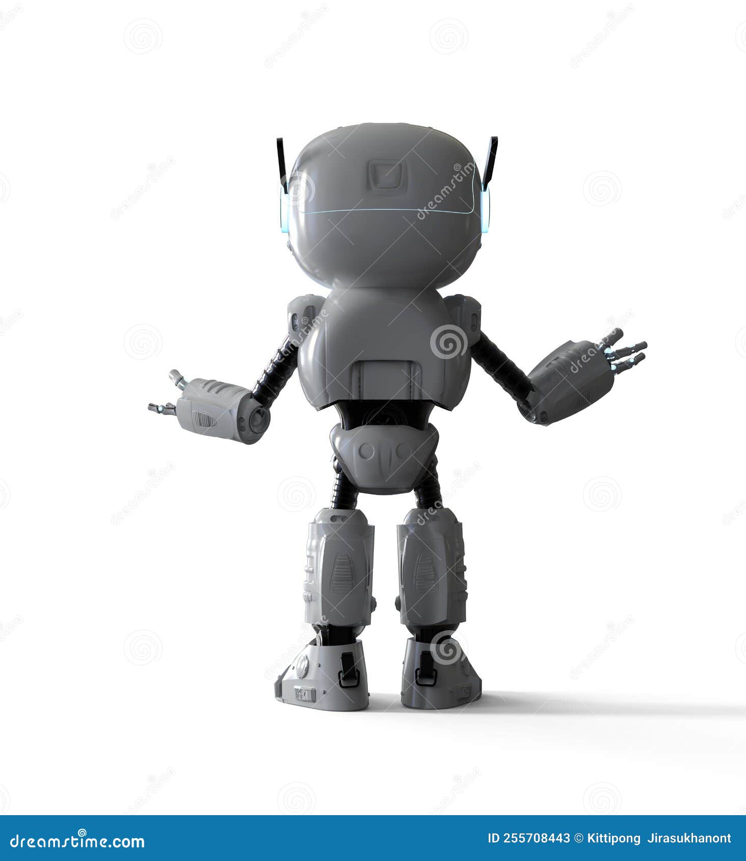 Small Robot Assistant Hand Extend Stock Illustration - Illustration of ...