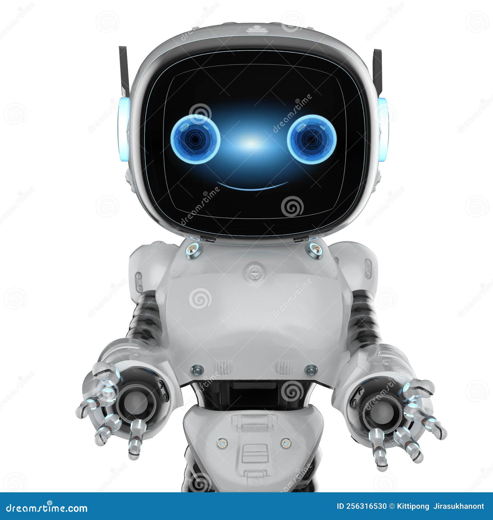 Small Robot Assistant Hand Extended Stock Illustration - Illustration ...