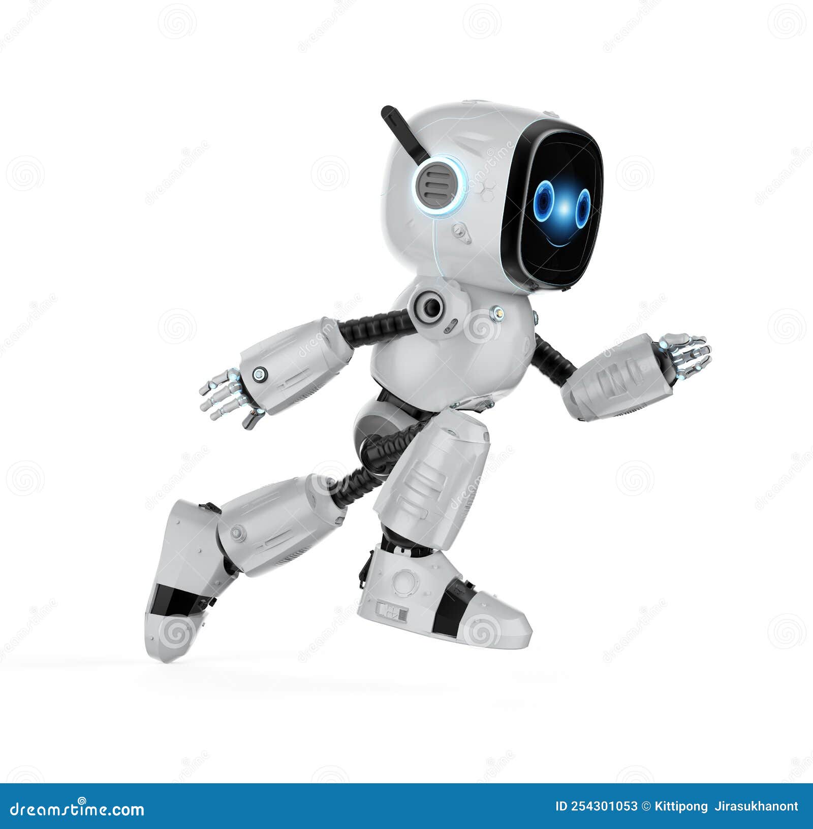 Small Robot Assistant Running or Jumping Stock Illustration ...
