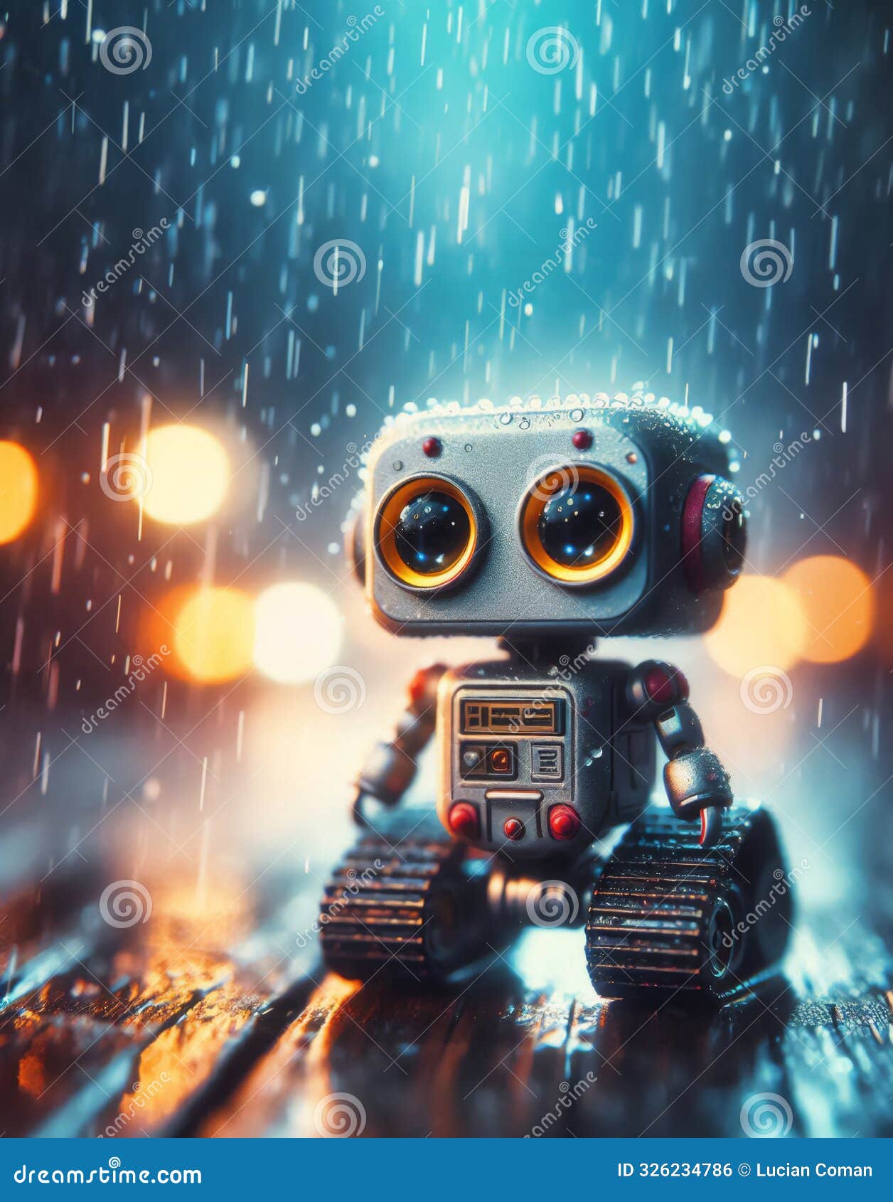 Small Robot, Cute Rectangular Body, Treaded Wheels, Compact Head ...