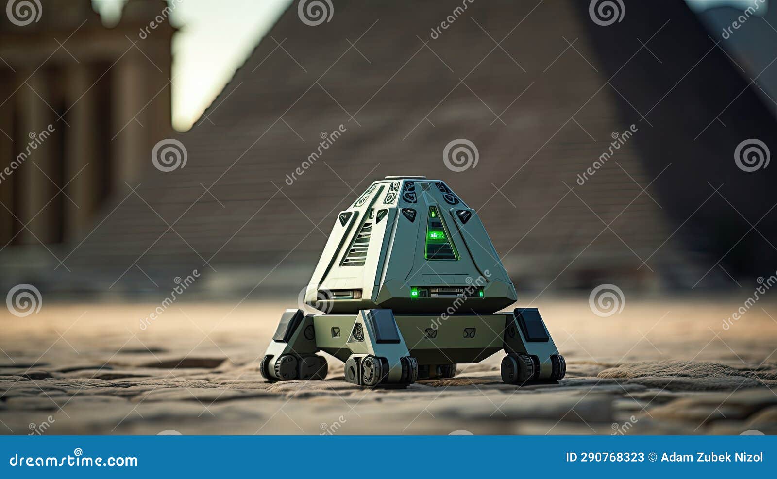 A Small Robot on the Ground Stock Illustration - Illustration of play ...
