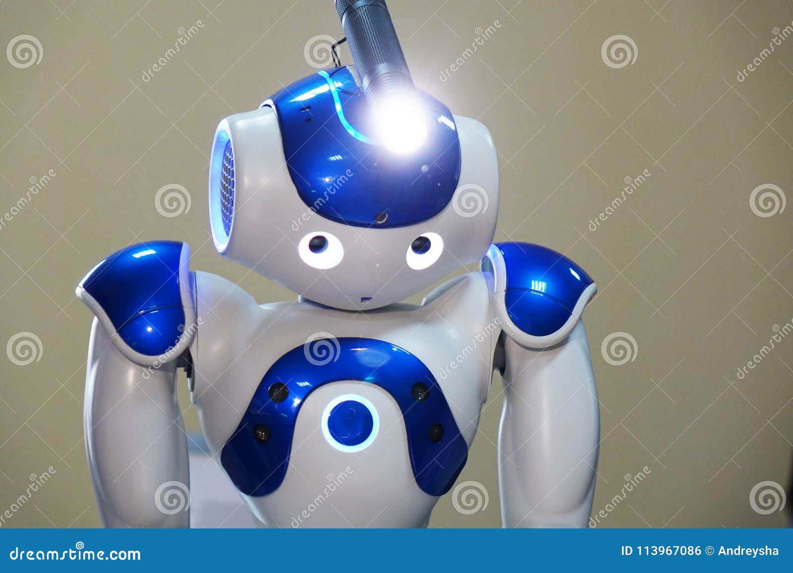 A Small Robot with a Human Face and a Humanoid Body. Artificial ...