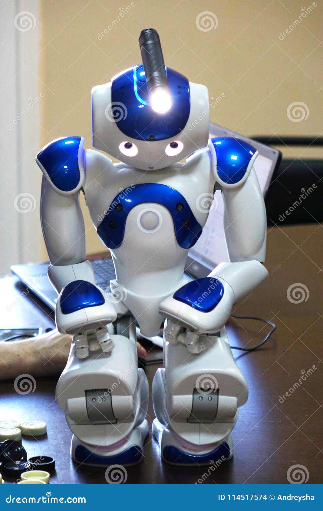 A Small Robot with a Human Face and a Humanoid Body. Artificial ...