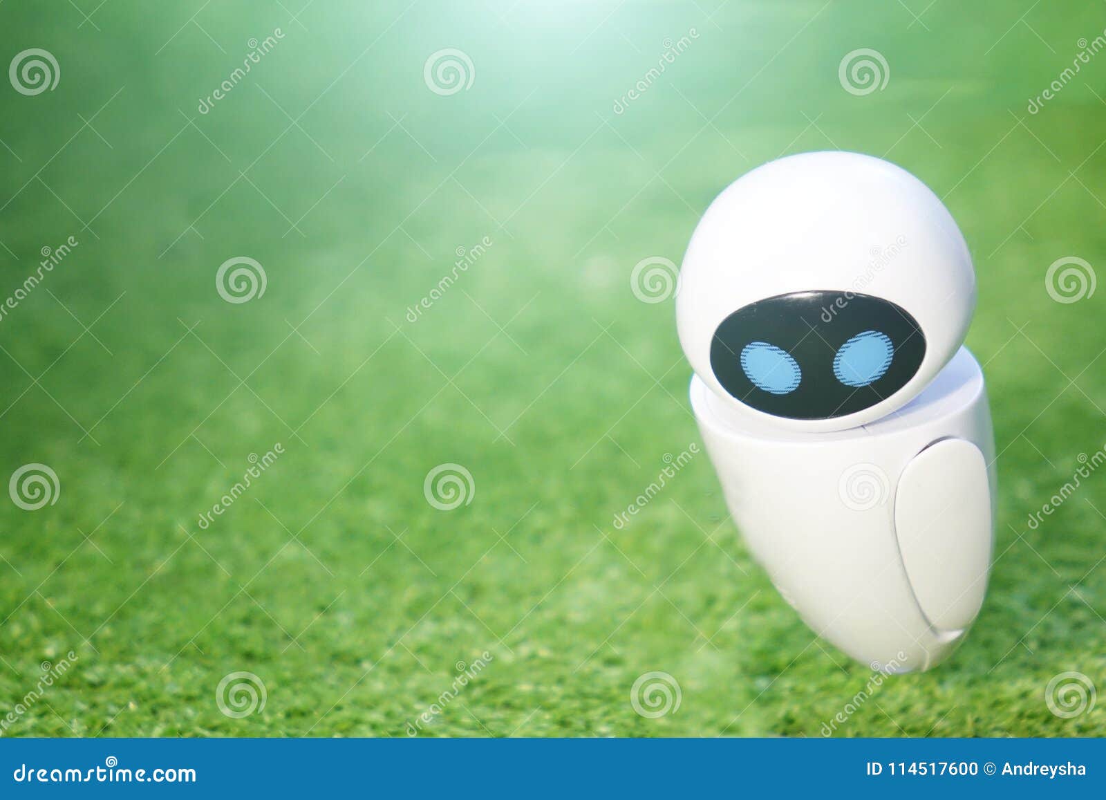 A Small Robot with a Humanoid Body on an Isolated Green Background ...