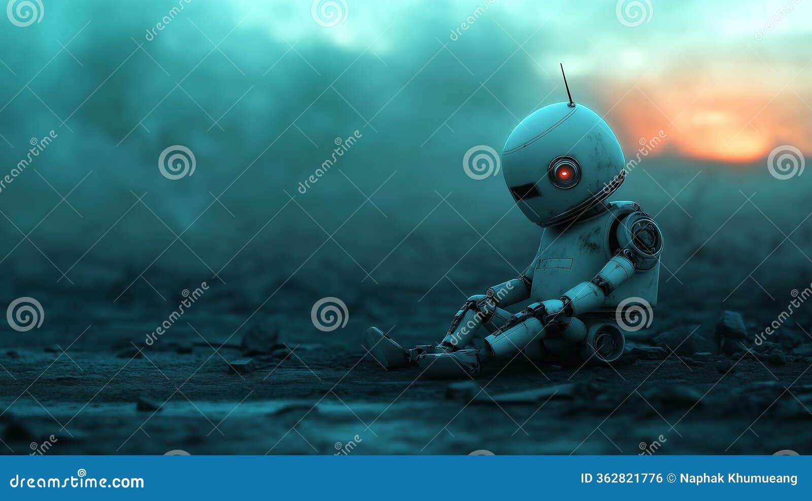 Robot In Contemplation - Minimalist Art Royalty-Free Stock Image ...