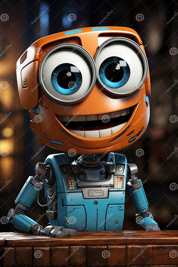 Small Robot with Smiling Face Stock Illustration - Illustration of ...
