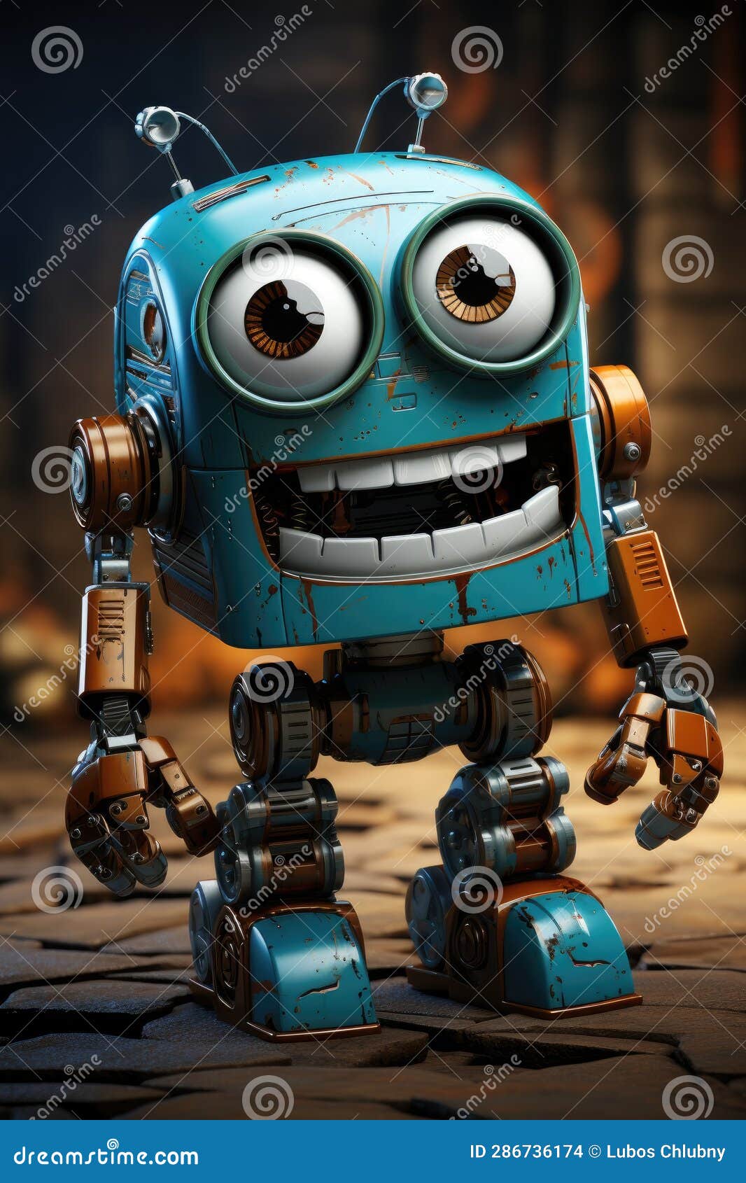 Small Robot with Smiling Face Stock Illustration - Illustration of ...