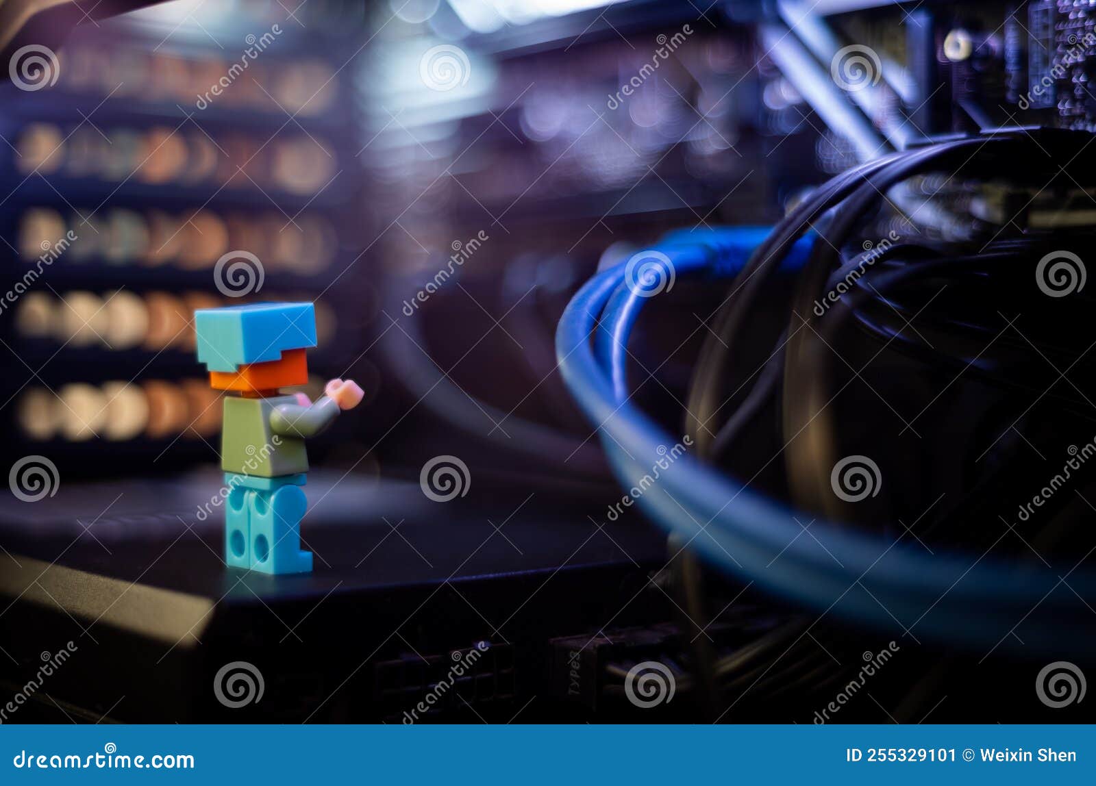 Small Robot Standing in the Computer Stock Image - Image of computer ...