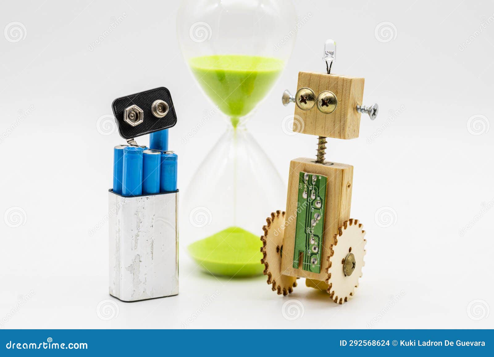 Small Robot with Wheels and a Disassembled Flask Stack Stock Photo ...