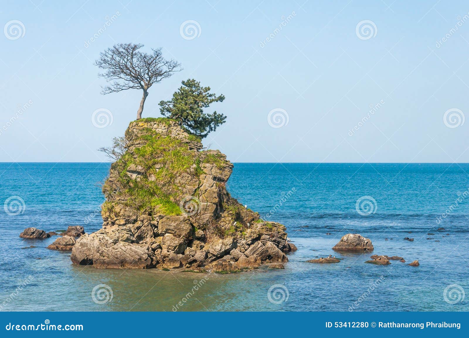 Small Rock in the Sea of Japan Stock Photo - Image of island, rock ...