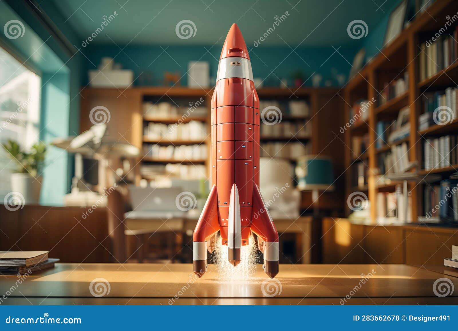 A Small Rocket Takes Off from the Office Desk As a Startup and ...