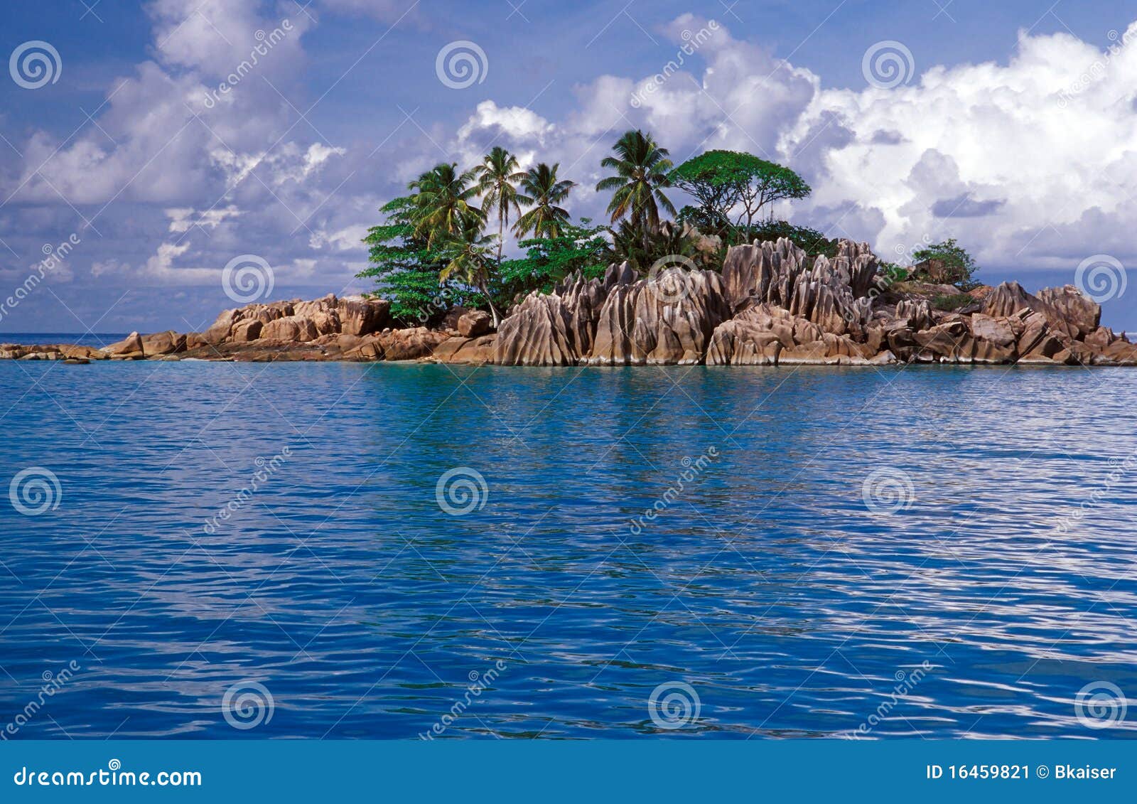 Small Rocky Island with Palm Trees Stock Image - Image of praslin ...