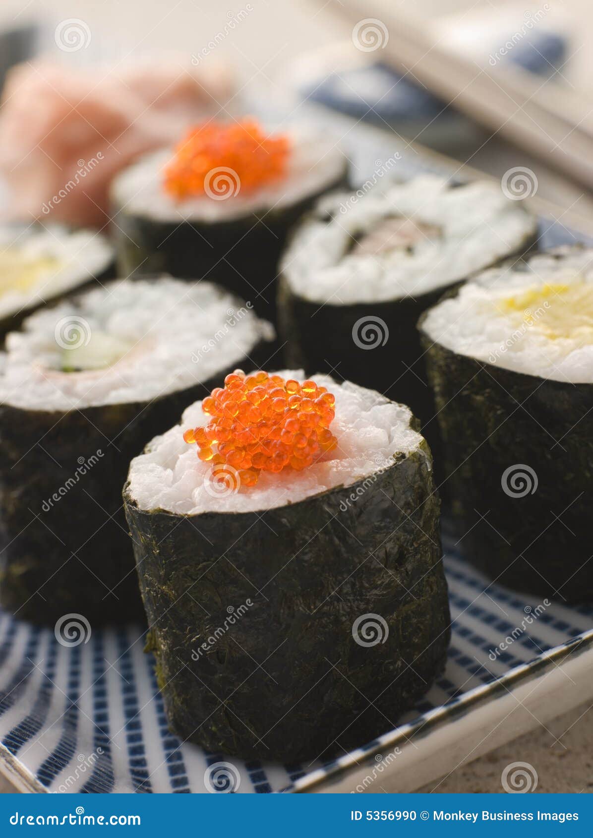 Small Rolled Sushi on a Plate Stock Photo - Image of fast, plates: 5356990