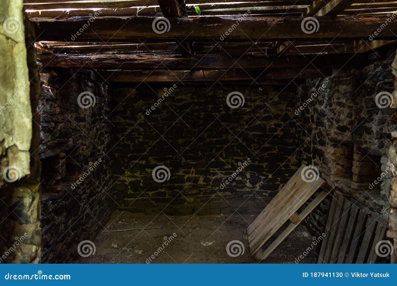 A Small Room with Stone Walls. the Old Cellar Stock Photo - Image of ...